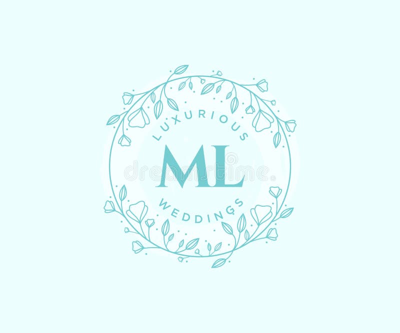 Ml Initials Letter Wedding Monogram Logos Template Hand Drawn Modern