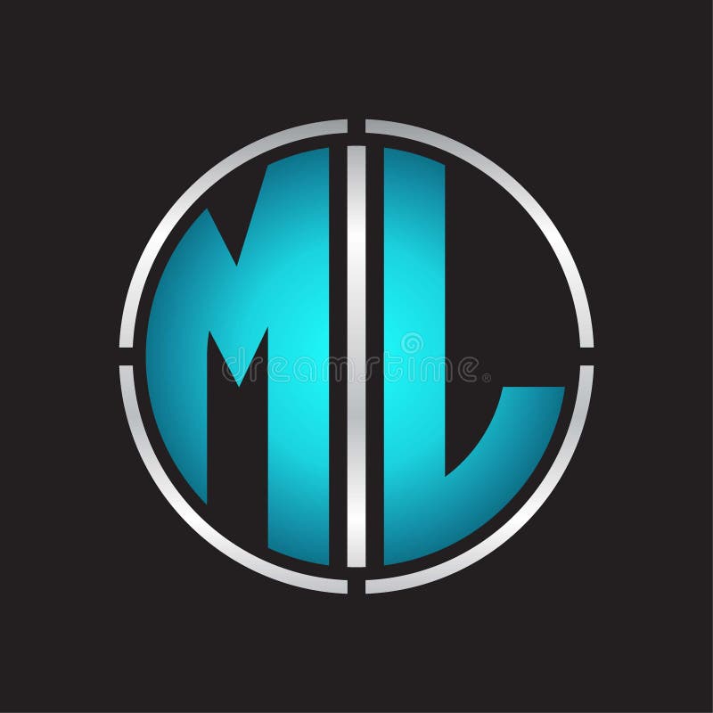 ML Logo Initial With Circle Line Cut Design Template On Blue Colors ...