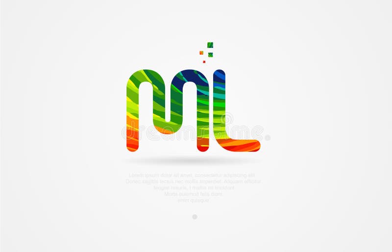 Ml M L Rainbow Colored Alphabet Letter Logo Combination Stock Vector ...