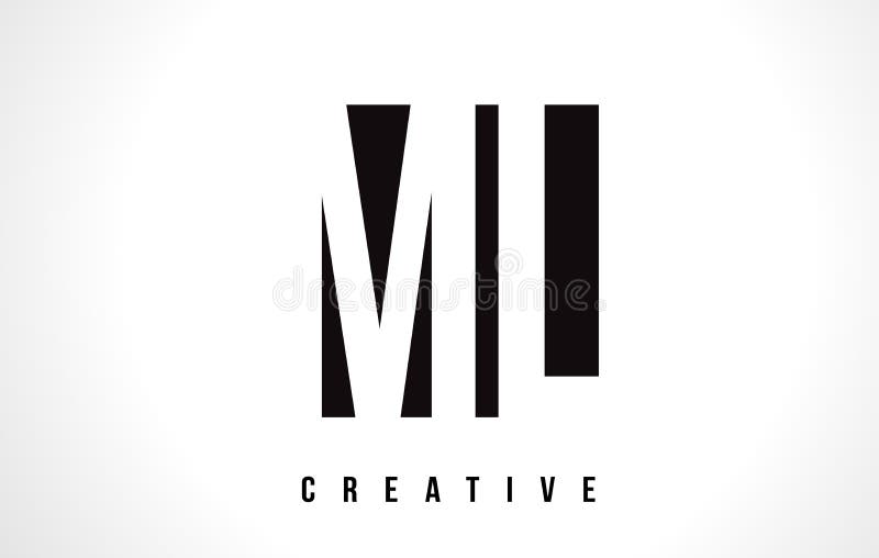 ML M L White Letter Logo Design with Black Square. Stock Vector ...