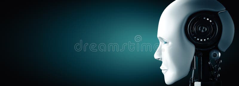 MLB Robot Humanoid Face and Eyes Close Up View 3D Rendering Stock ...