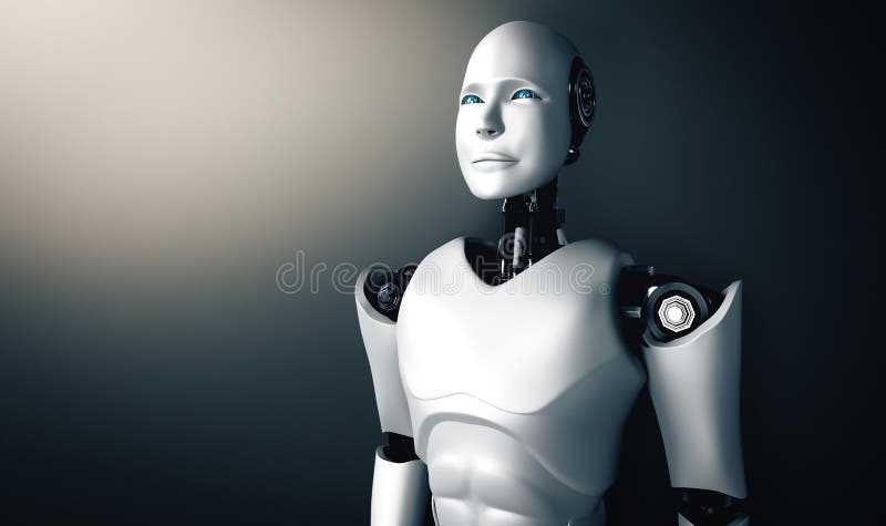 MLB Standing Humanoid Robot Looking Forward on Clean Background Stock ...
