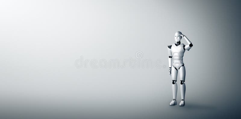 MLB Standing Humanoid Robot Looking Forward on Clean Background Stock ...