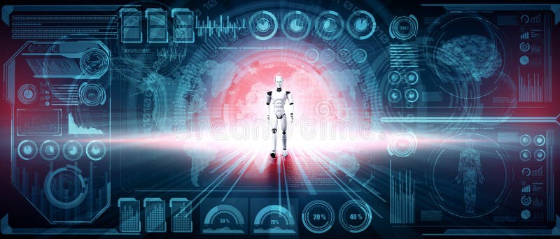 MLB 3D Rendering Robot Humanoid Analyzing Big Data Using AI Thinking ...