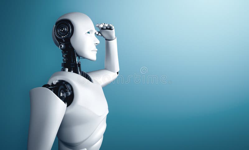 MLB Standing Humanoid Robot Looking Forward on Clean Background Stock ...