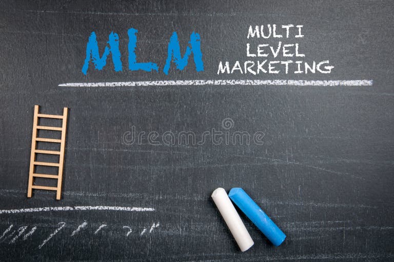 MLM Multi Level Marketing Concept. Text on a Dark Chalk Board Stock ...