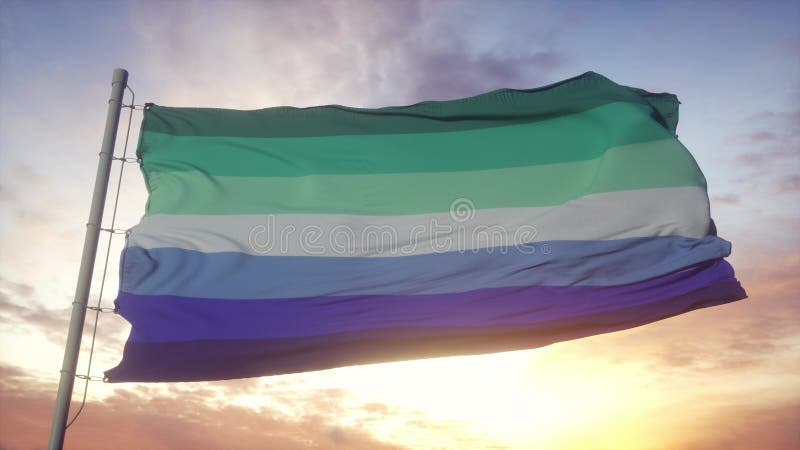 MLM Pride Flag Waving in the Wind, Sky and Sun Background Stock Footage ...