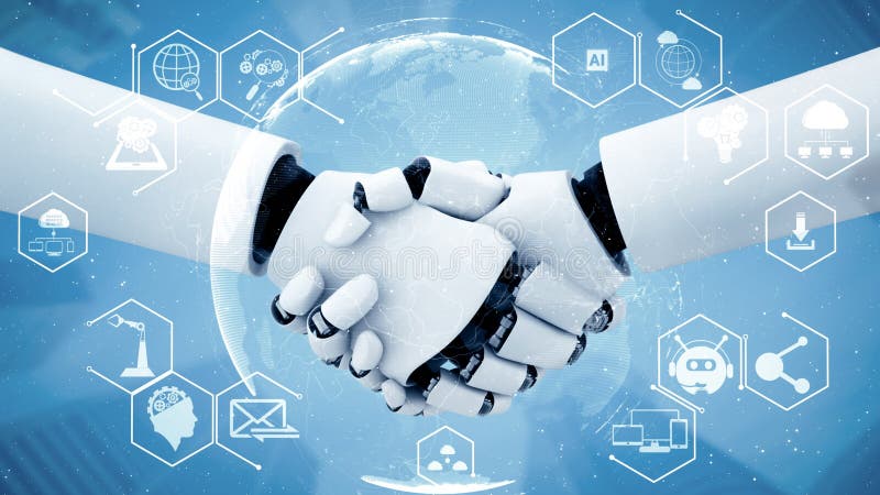 MLP 3D Rendering Hominoid Robot Handshake To Collaborate Future ...