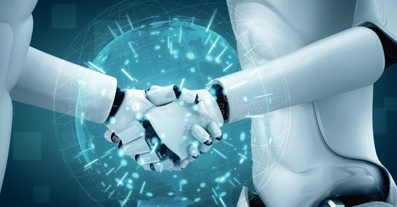 MLP 3D Rendering Hominoid Robot Handshake To Collaborate Future ...