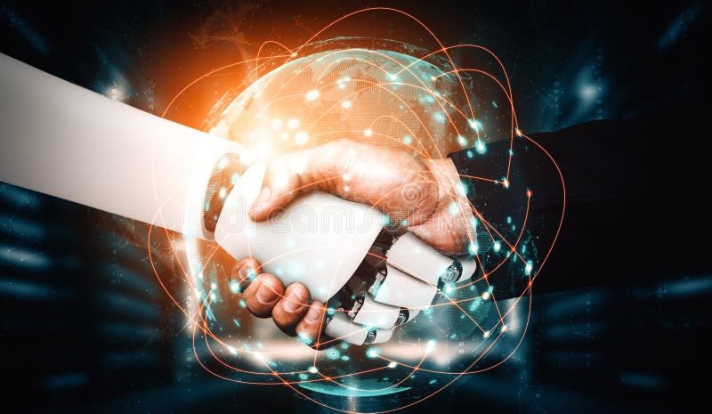 MLP 3D Rendering Humanoid Robot Handshake To Collaborate Future ...