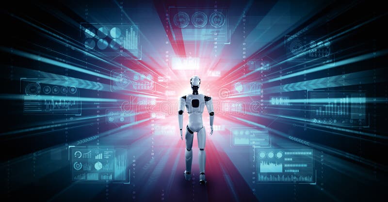 MLP 3D Rendering Robot Humanoid Analyzing Big Data Using AI Thinking ...