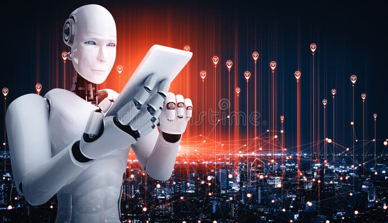 MLP Robot Humanoid Use Mobile Phone or Tablet for Global Network ...