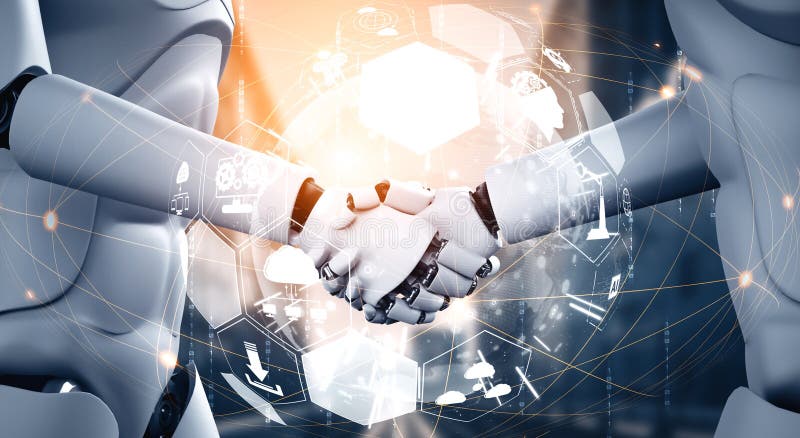 MLP 3D Rendering Humanoid Robot Handshake To Collaborate Future ... MLP 3D Rendering Humanoid Robot Handshake To Collaborate Future ...