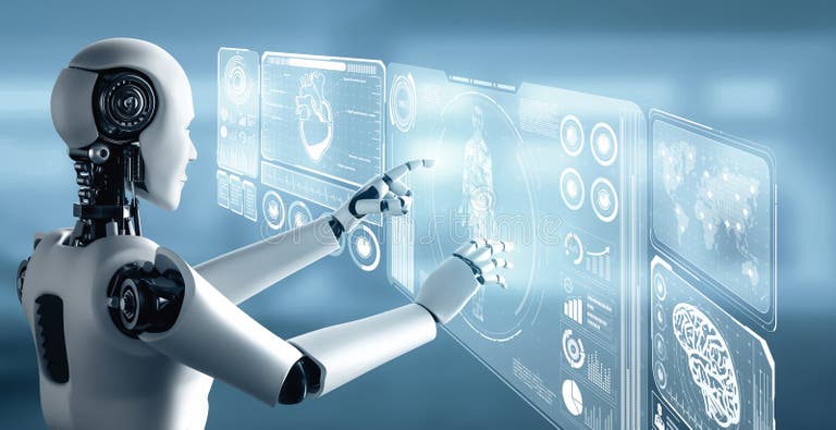 MLP Future Medical Technology Controlled by AI Robot Using Machine Learning Stock Illustration ...