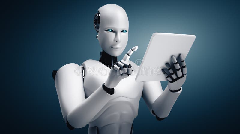 MLP Robot Humanoid Using Tablet Computer in Future Office Stock ...