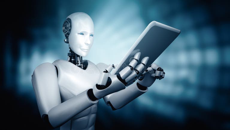 MLP Robot Humanoid Using Tablet Computer in Future Office Stock ...