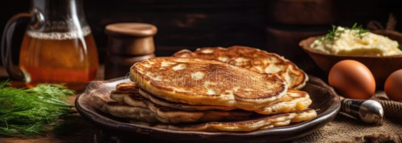 Mlyntsi Ukrainian Pancakes on Stone Rustic Pub Ukrainian Dishes Wide ...