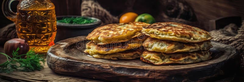 Mlyntsi Ukrainian Pancakes on Stone Rustic Pub Ukrainian Dishes Wide ...