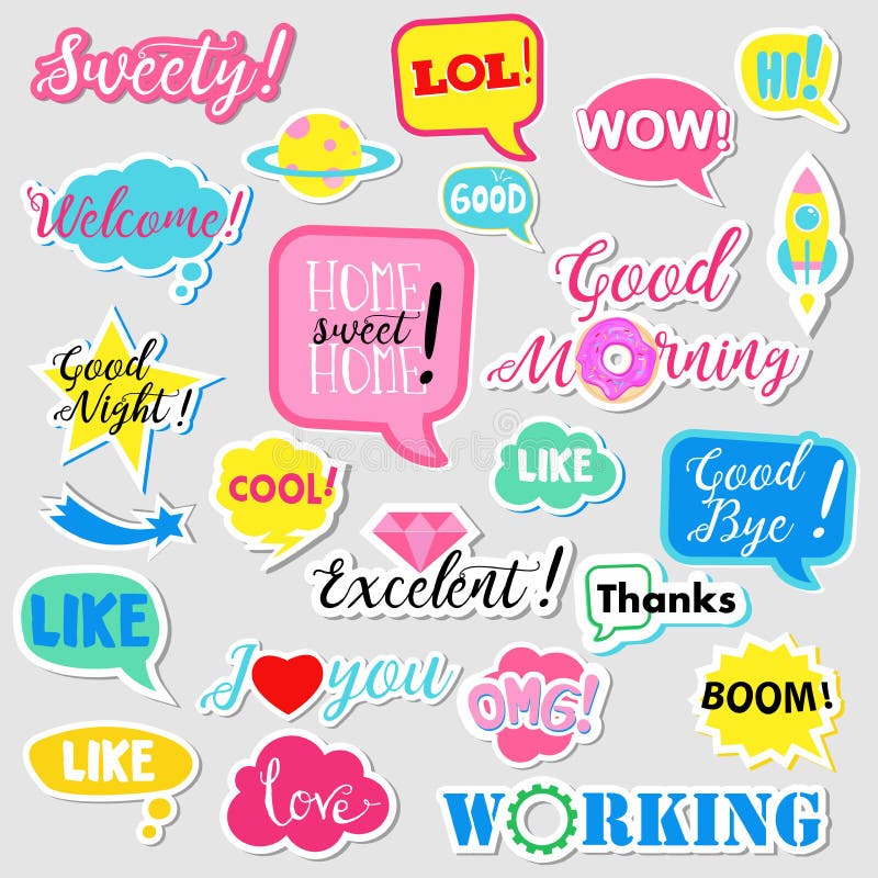 Collection of Flat Design Social Network Stickers. Set of Stickers ...