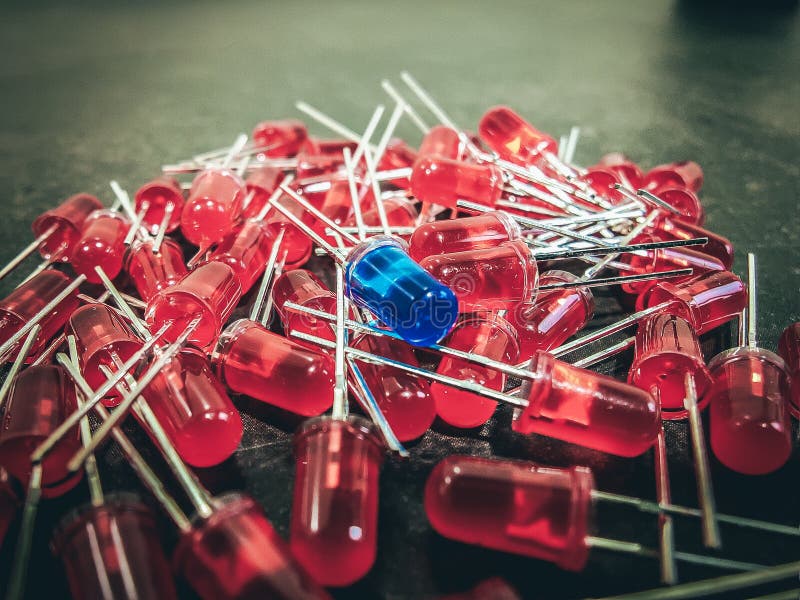 5mm Blue and Red Led Diode, on the Table, for Pcbs Mounting Stock Photo ...