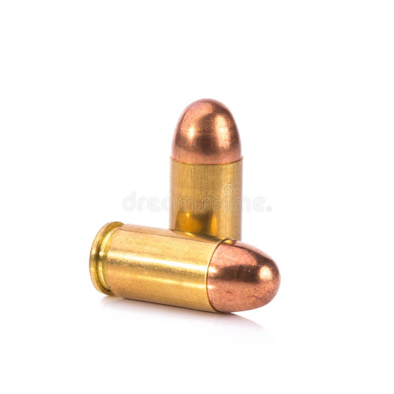 9mm Bullet For A Gun Isolated On White Background Stock Image - Image ...