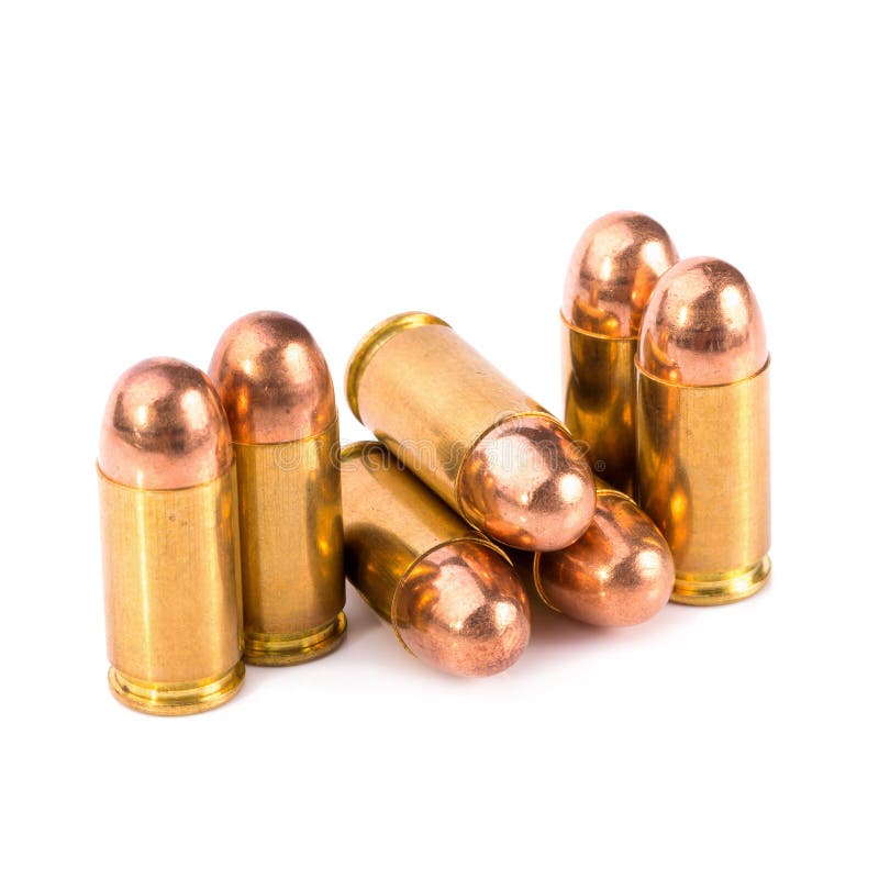 9mm Bullet For A Gun Isolated On White Background Stock Image - Image ...