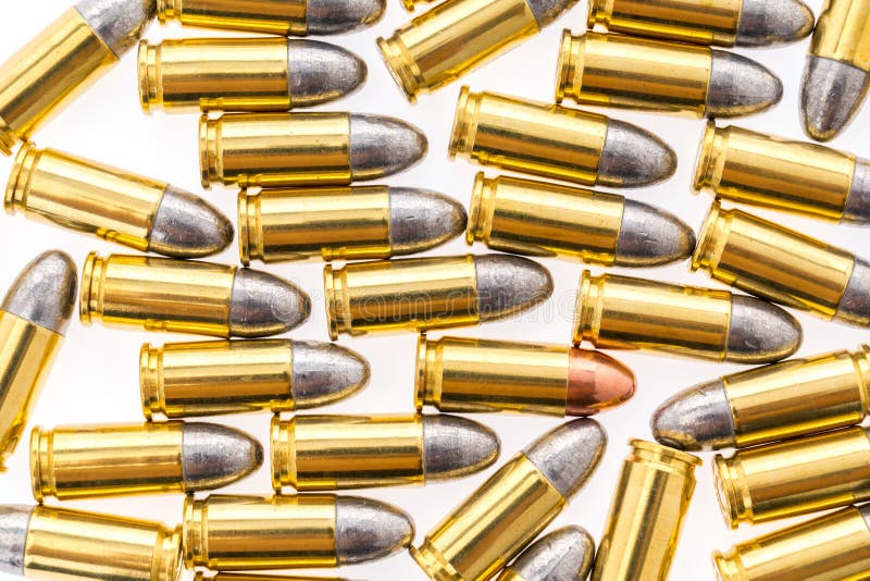 .9mm Bullet for Gun on White Background Stock Photo - Image of ...