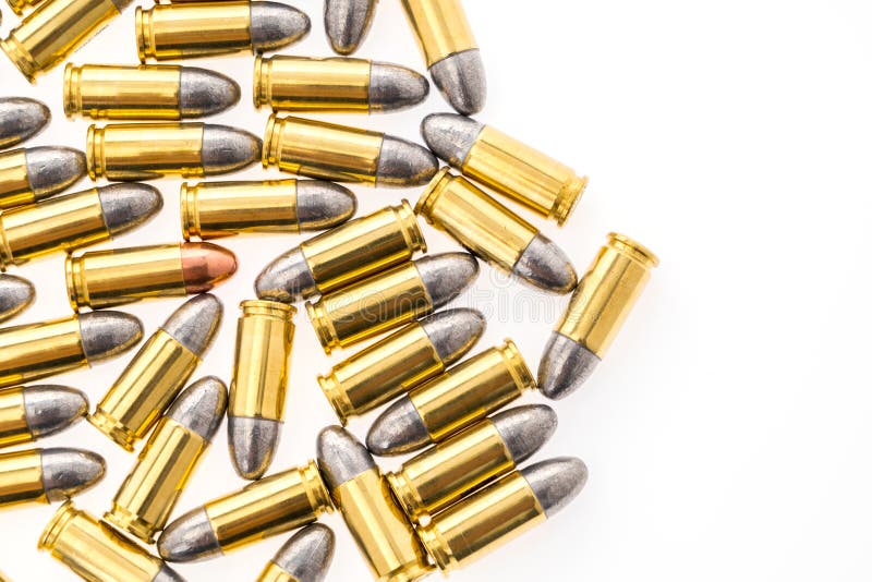 .9mm Bullet for Gun on White Background Stock Photo - Image of ...