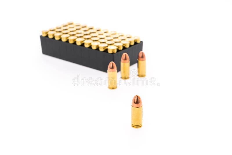 .9mm Bullet for Gun on White Background Stock Photo - Image of ...