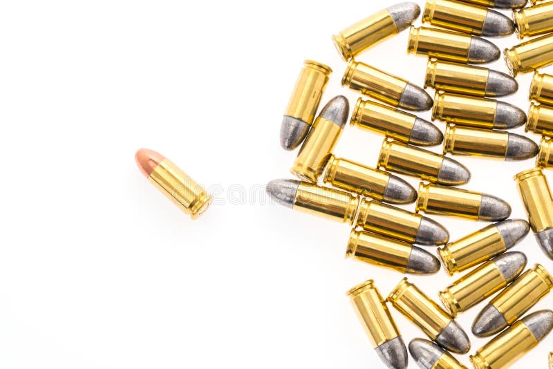 .9mm Bullet for Gun on White Background Stock Photo - Image of ...