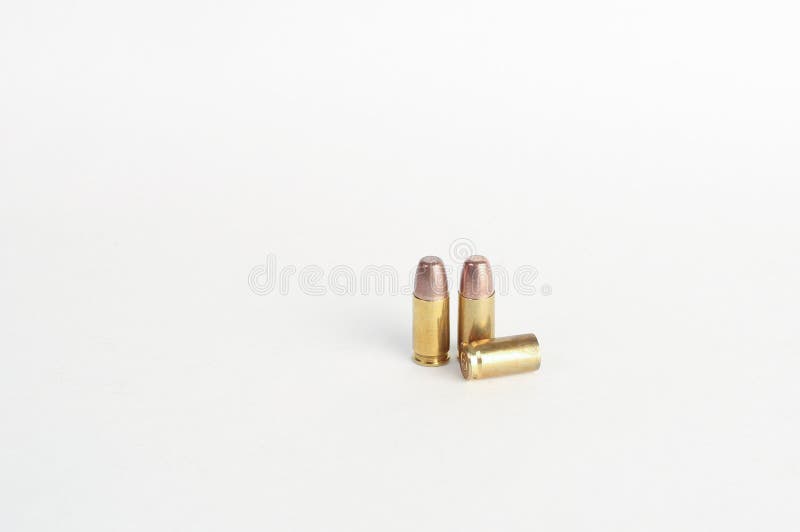 9mm Bullet Shell Casings on White Background Stock Image - Image of ...