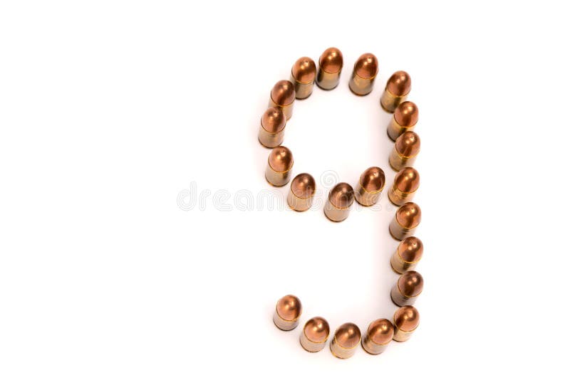 9mm.bullets Array Number Nine from Stock Photo - Image of bullet ...