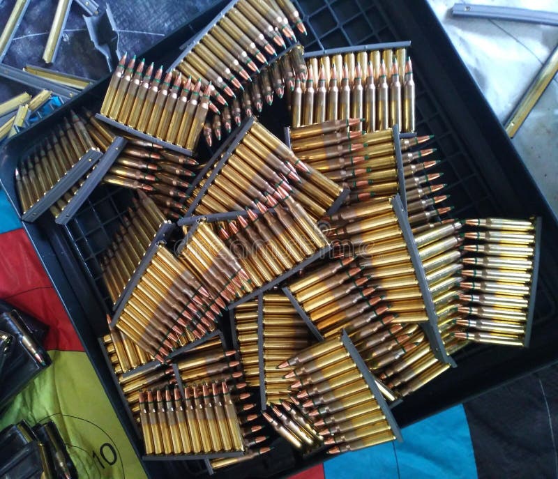 5.56 Mm Caliber Ammunition for Semi-automatic Rifles Stock Photo ...
