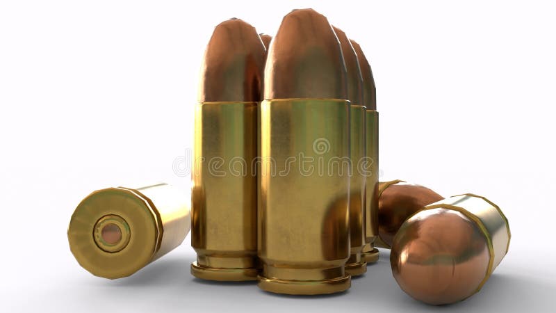 9mm Caliber with White Background Stock Illustration - Illustration of ...