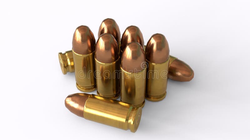 9mm Caliber with White Background Stock Illustration - Illustration of ...