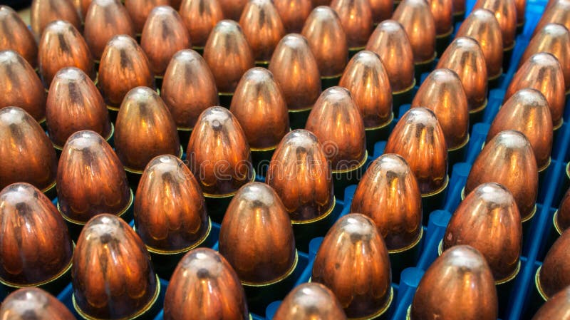 9mm FMJ Bullet in Plastic Case Stock Image - Image of round, grain ...