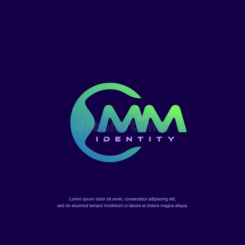 MM Initial Letter Circular Line Logo Template Vector with Gradient ...