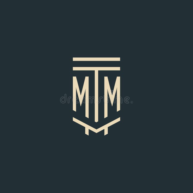 MM Initial Monogram with Simple Line Art Pillar Logo Designs Stock ...