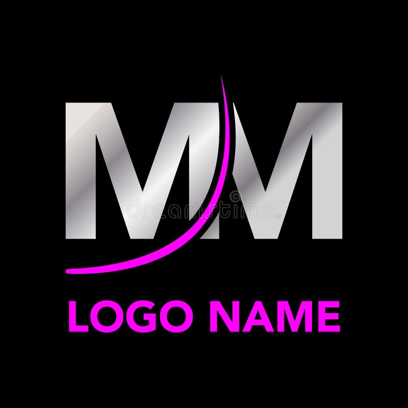 MM Intial Logo with Gradient and Curve Design. Grey Color Double Mm ...