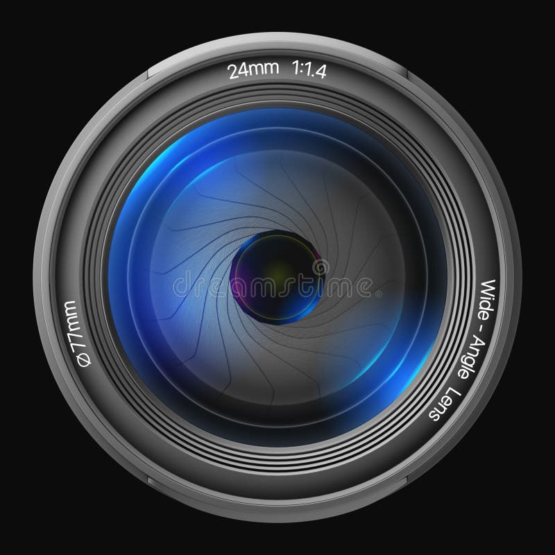 24mm lens in front. stock illustration. Illustration of camera - 72968313