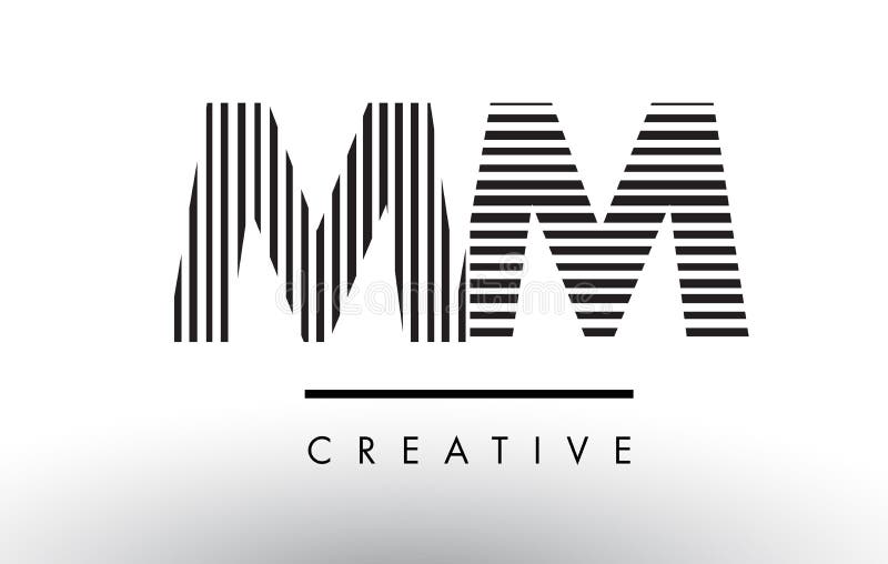 MM M M Black and White Lines Letter Logo Design. Stock Vector ...