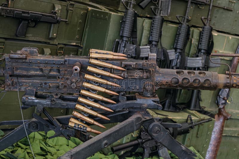 12,7 Mm Machine Gun in the Armory Room Stock Image - Image of detail ...
