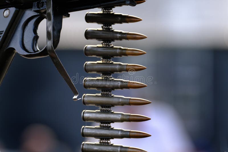 7.92mm Mauser Bullets in Link for Use in MG34 Machine Gun. Stock Image ...