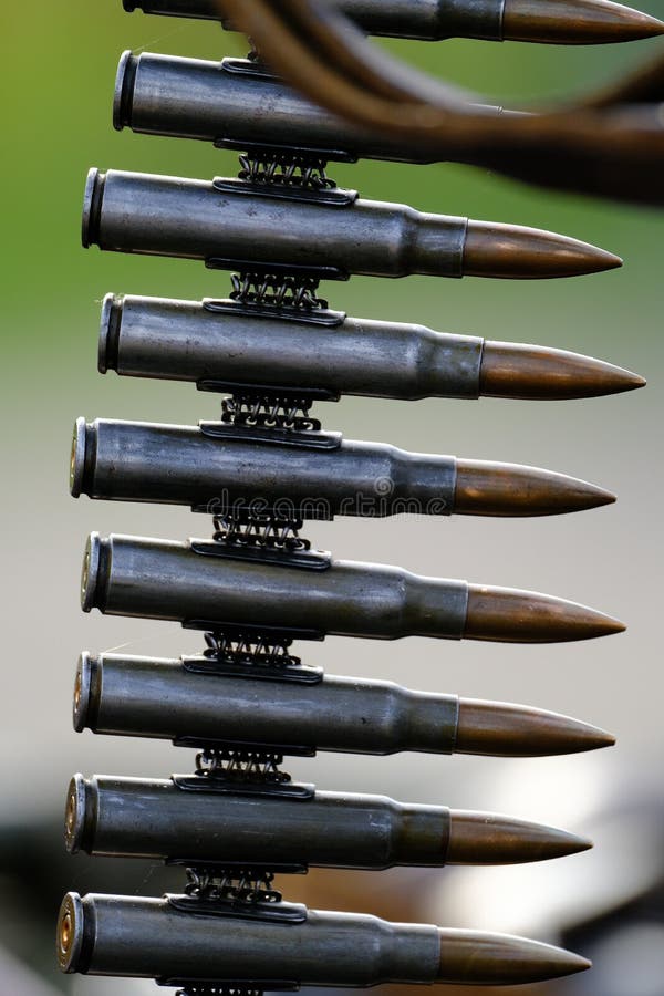 7.92mm Mauser Bullets in Link for Use in MG34 Machine Gun. Stock Image ...