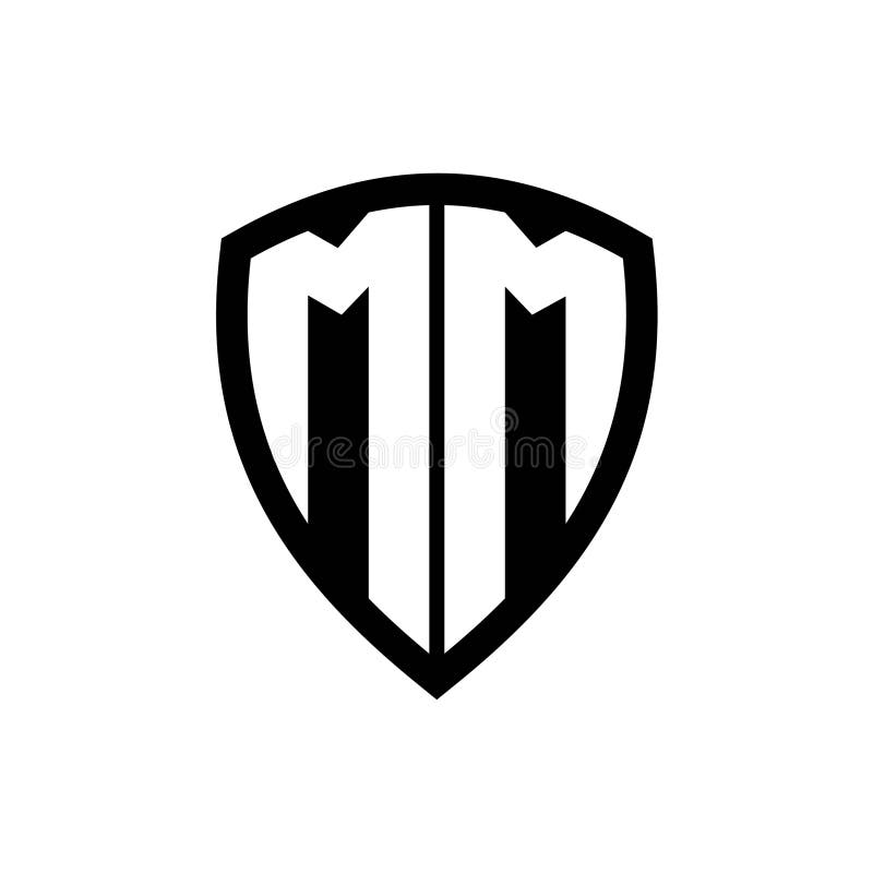 MM Monogram Logo with Bold Letters Shield Shape with Black and White ...