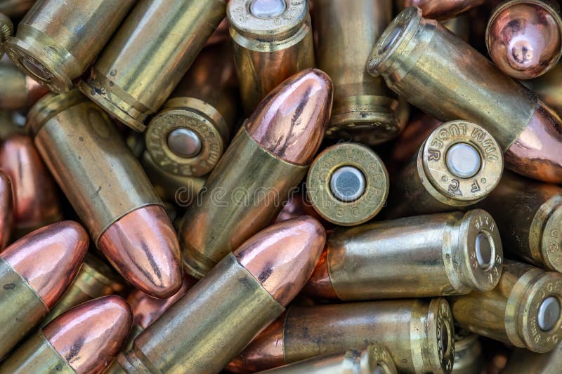 9mm Pistol Rounds stock photo. Image of bullet, load - 186811340