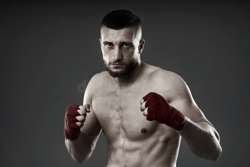 MMA fighter training stock image. Image of action, healthy - 214086929