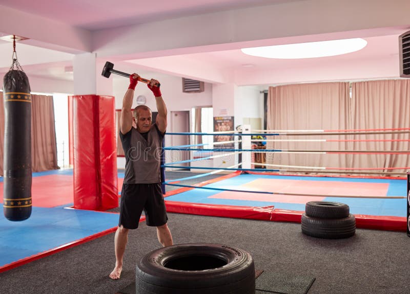 MMA Fighter with Sledgehammer Stock Image - Image of muay, hammer ...