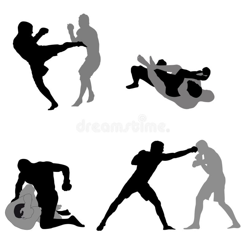 Mma fighters silhouettes stock illustration. Illustration of fighting ...