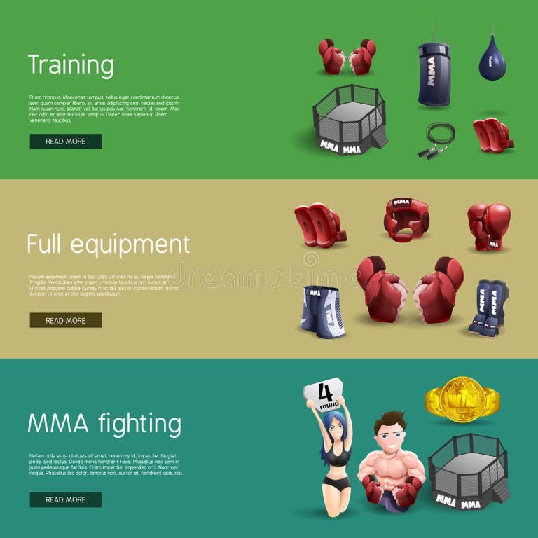 Mma Fighting Interactive 3d Banners Set Stock Vector - Illustration of ...